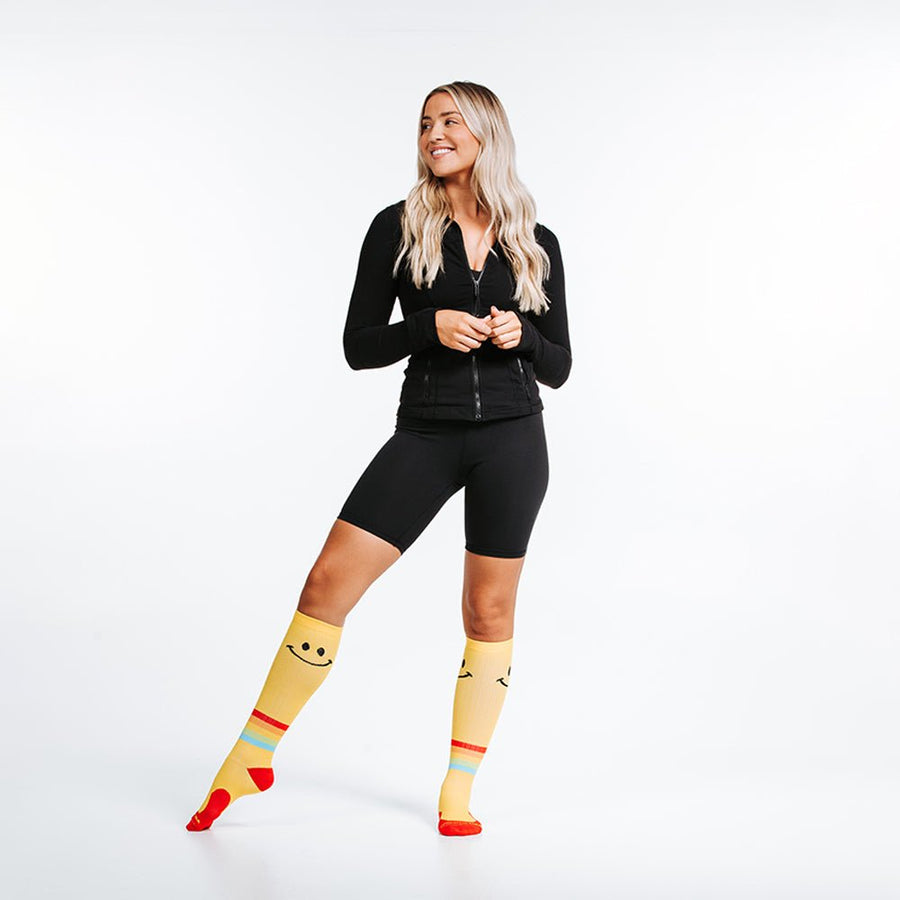 Marathon Knee High Running Socks - Smiley Face | PRO Compression